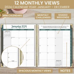 bloom daily planners 2024 Hardcover Calendar Year Goal & Vision Planner (January 2024 - December 2024) - Monthly/Weekly Column View Agenda Organizer - 7.5" x 9" - Dreams In Bloom