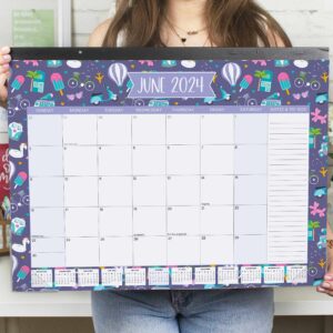 bloom daily planners 2024 Desk Calendar - 21" x 16" Large Monthly Organizer Pad with Stickers (January 2024 - December 2024) Desktop Blotter - Holiday Icons