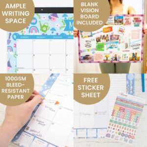 bloom daily planners 2024 Desk Calendar - 21" x 16" Large Monthly Organizer Pad with Stickers (January 2024 - December 2024) Desktop Blotter - Holiday Icons