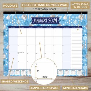 bloom daily planners 2024 Desk Calendar - 21" x 16" Large Monthly Organizer Pad with Stickers (January 2024 - December 2024) Desktop Blotter - Holiday Icons