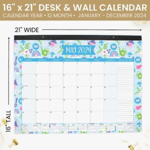 bloom daily planners 2024 Desk Calendar - 21" x 16" Large Monthly Organizer Pad with Stickers (January 2024 - December 2024) Desktop Blotter - Holiday Icons