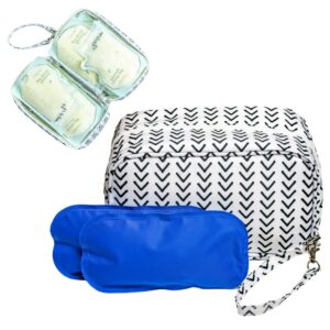 breastmilk cooler bag with ice pack - insulated breast milk cooler travel bag - small breastmilk storage bag cooler with detachable wrist strap