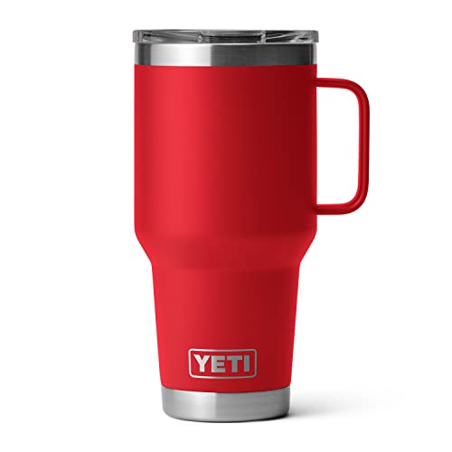 YETI Rambler 30 oz Travel Mug, Stainless Steel, Vacuum Insulated with Stronghold Lid, Rescue Red