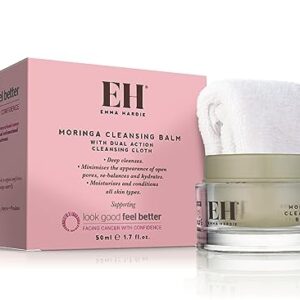 Emma Hardie Cleansing Balm, Moringa Oil Makeup Remover Balm with Microfiber Face Cloth, With Vitamin E and Grapeseed Oil, Cleansing Balm Makeup Remover and Makeup Remover Cloth (50 ml)