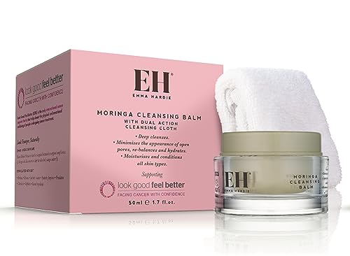 Emma Hardie Cleansing Balm, Moringa Oil Makeup Remover Balm with Microfiber Face Cloth, With Vitamin E and Grapeseed Oil, Cleansing Balm Makeup Remover and Makeup Remover Cloth (50 ml)