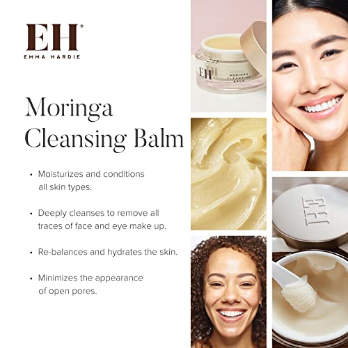 Emma Hardie Cleansing Balm, Moringa Oil Makeup Remover Balm with Microfiber Face Cloth, With Vitamin E and Grapeseed Oil, Cleansing Balm Makeup Remover and Makeup Remover Cloth (50 ml)