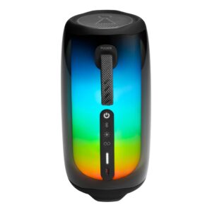 JBL Pulse 5 Black Bluetooth Light Show Speaker Bundle with Premium divvi! Hardshell Case