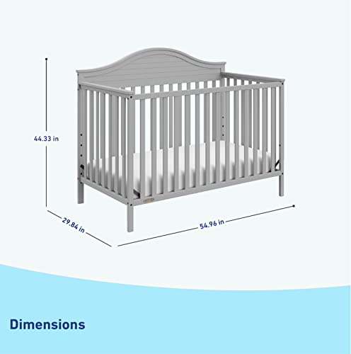 Graco Stella Convertible Crib with Premium Foam Crib and Toddler Mattress - Pebble Gray