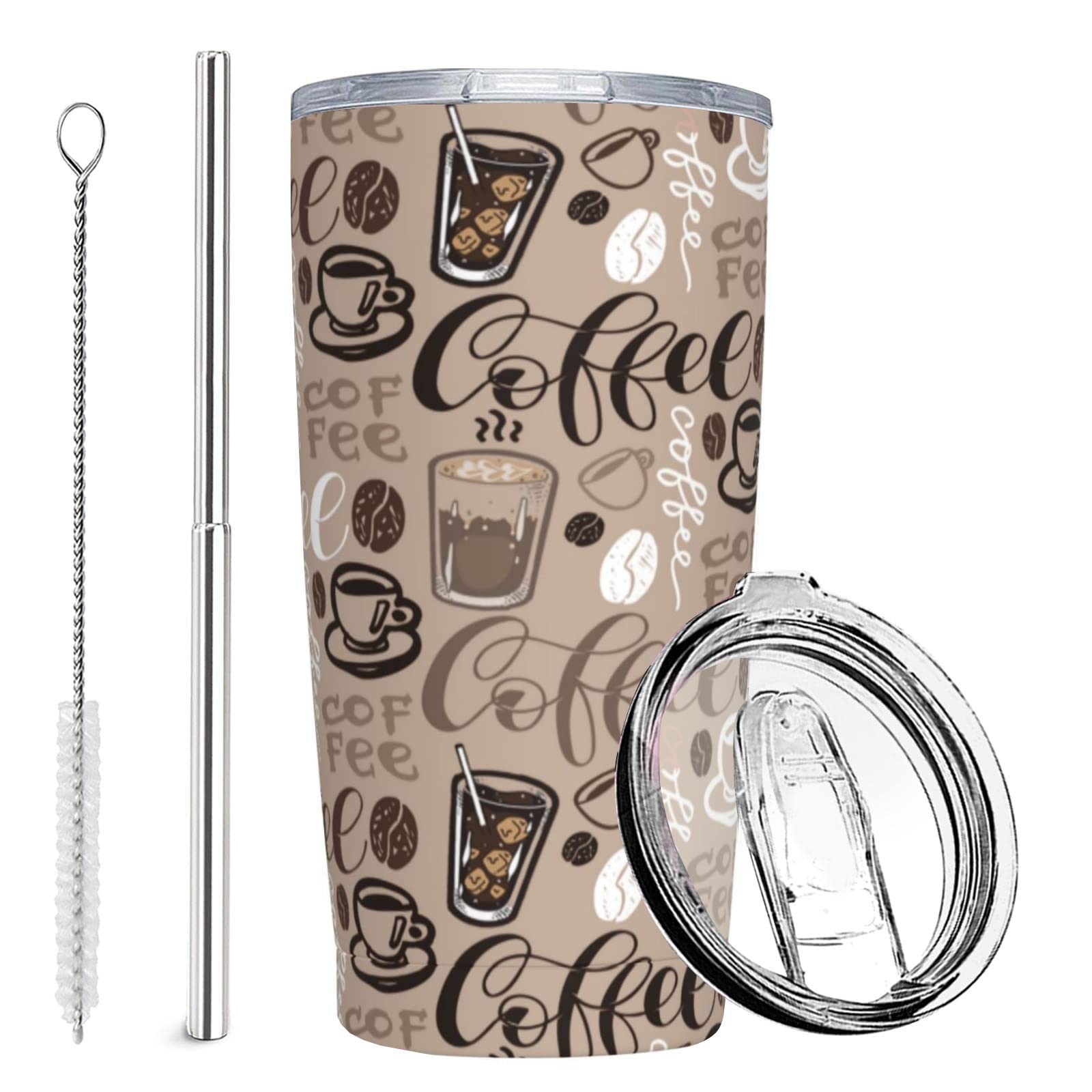 Cat Tumbler with Lid and Straw, 20 Oz Stainless Steel Cups Insulated Water Bottle Coffee Mug, Cat Gifts for Cat Lover