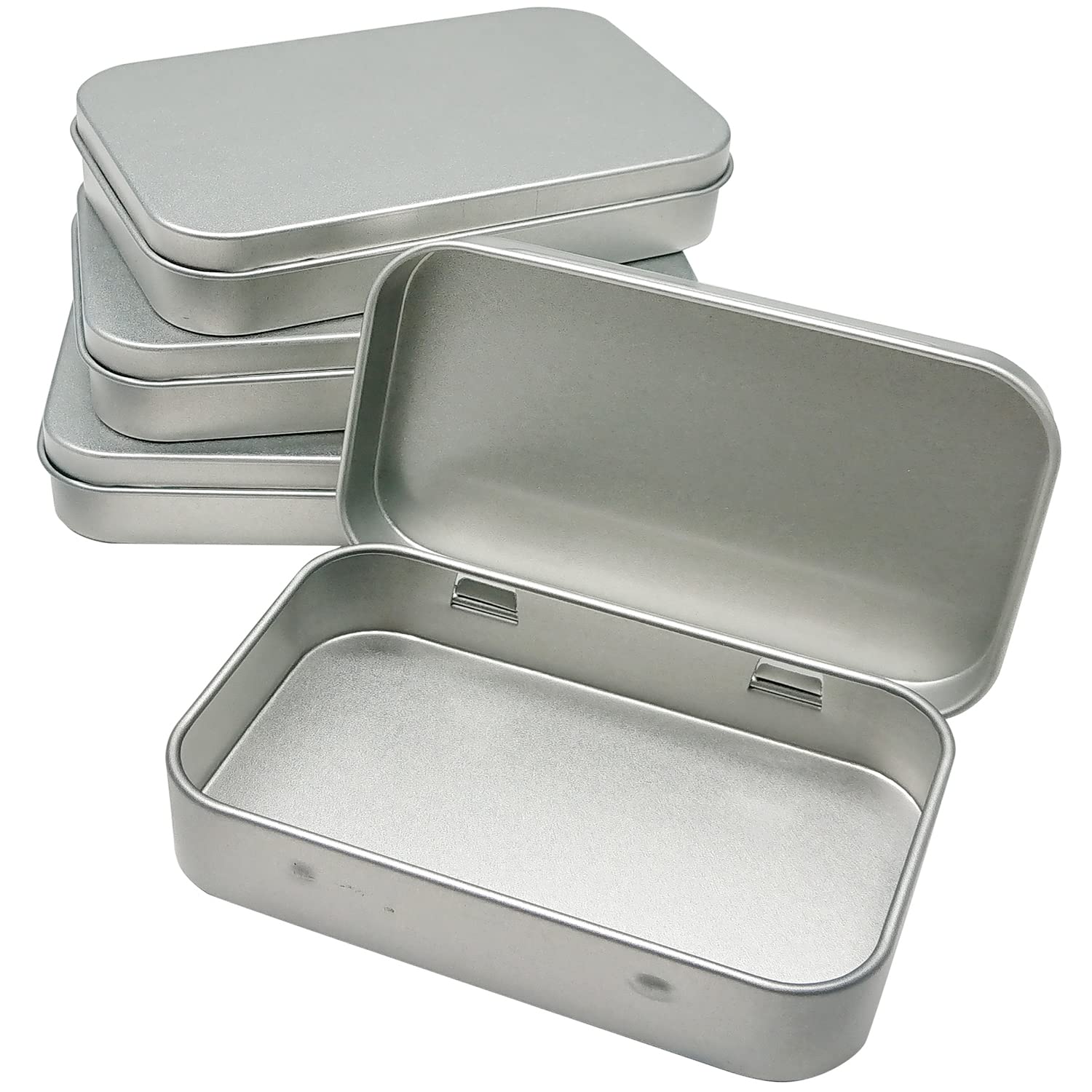 Axe Sickle 40 Pack Tin Box Containers 3.7 x 2.4 x 0.8 Inch Metal Tins Storage Box with Hinge Lids, for Home Storage, Outdoor Active Storage Containers, Home Organizer Small Tins, Silver