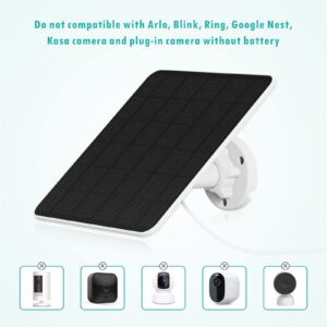 6W Solar Panel for Security Camera, USB Solar Panel Compatible with Rechargeable Battery Powered Camera, Solar Panel with 9.8ft Charge Cable, IP65 Waterproof, Adjustable Security Wall Mount