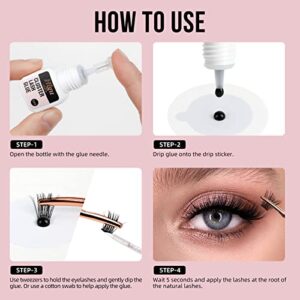 Higu clace Cluster Lashes Glue 5ml, Strong Hold 48Hours Lash Bond for Lash Clusters DIY Eyelash Extensions Individual Lash Glue, Black Glue Latex Free Eye Lash Glue for Personal Makeup Use(5ml,Black)