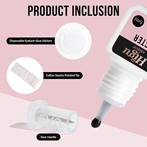 Higu clace Cluster Lashes Glue 5ml, Strong Hold 48Hours Lash Bond for Lash Clusters DIY Eyelash Extensions Individual Lash Glue, Black Glue Latex Free Eye Lash Glue for Personal Makeup Use(5ml,Black)