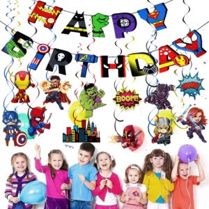 Superhero Party Supplies decorations Superhero Party Banner Decorations for Kid, Boys and Girls Superhero Hanging Swirls Party Decorations