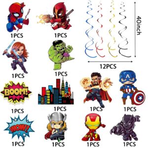 Superhero Party Supplies decorations Superhero Party Banner Decorations for Kid, Boys and Girls Superhero Hanging Swirls Party Decorations