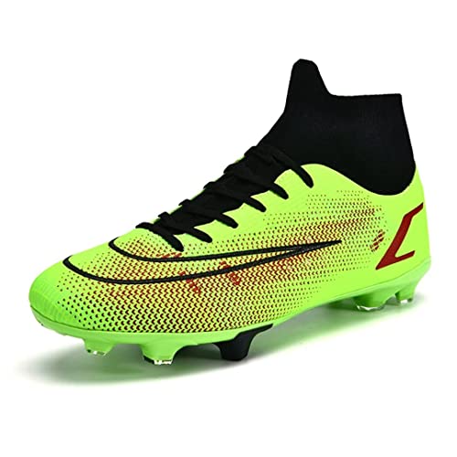 Unisex Football Soccer Cleats Shoes Men/Women Training Athletic Sneakers Boots for Big Boys Green