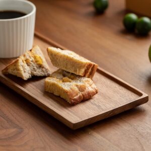 Vandroop Mini Wooden Serving Platter, Small Decorative Trays for Parties, Appetizers, Tea/Coffee, and Cheese, Handcrafted Wooden Board (11.8"×4.6")