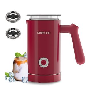 milk frother and steamer, greecho 4 in 1 electric milk frother, 10.2oz/300ml automatic warm & cold milk foamer for coffee, latte, silent operation & automatic shut-off, viva magenta rose red