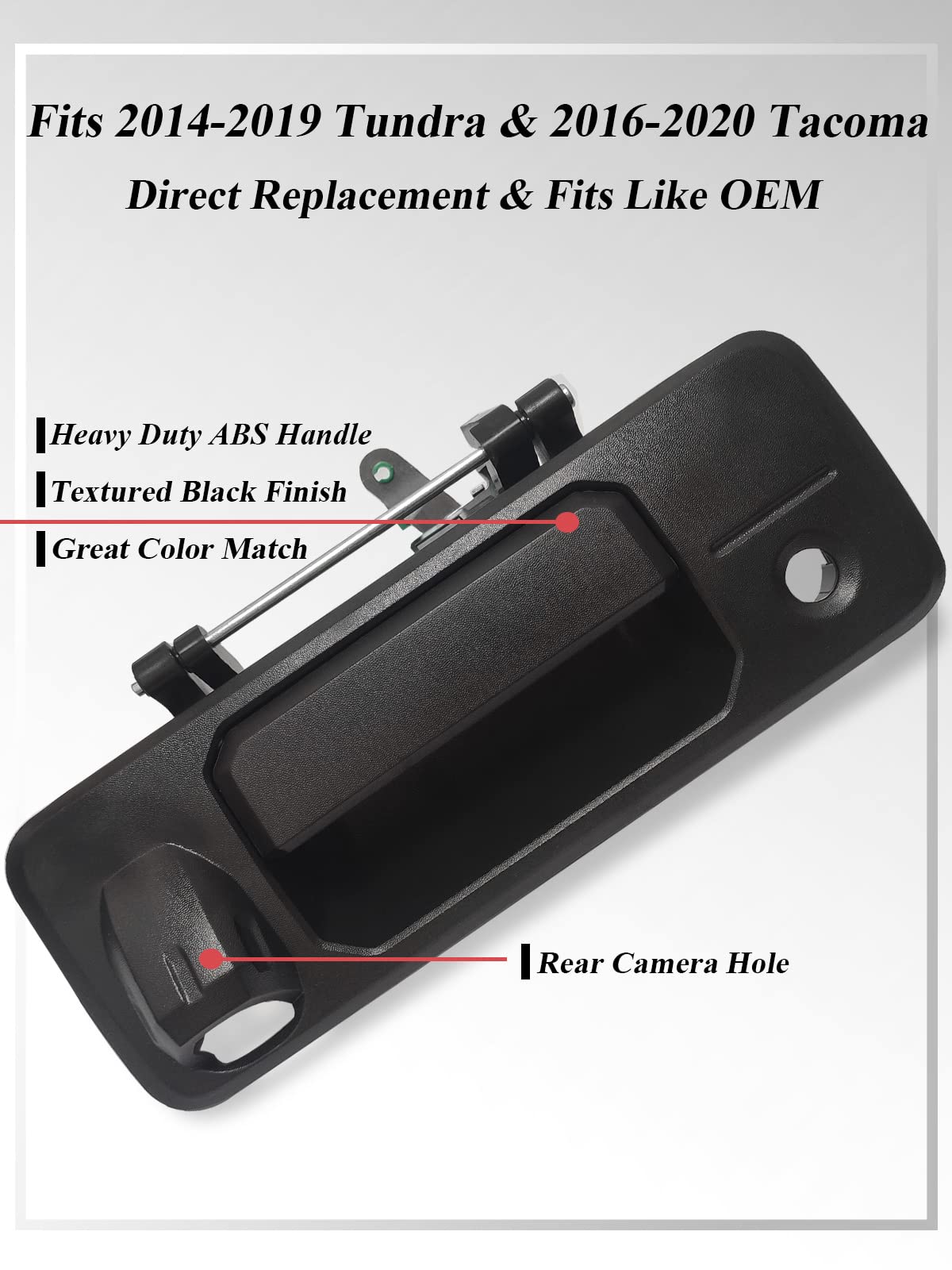 SYOAUTO Tailgate Handle for 2014-2019 Toyota Tundra and 2016-2020 Toyota Tacoma Liftgate Latch Handle with Rear Camera Hole Replaces# 69090-0C090, 69090-0C091