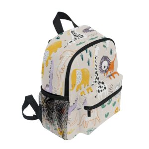 Animals Childish Jungle Pattern Tiger Toddler Backpack for Kids Boy's Girl's Cute Children Kindergarten School Book Bag with Chest Strap Small