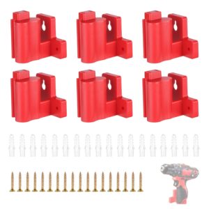 6pcs milwaukee drill holder, dirll holder wall mount for milwaukee m12 drill, diy m12 tool holder and tool storage, no 3d printed vertical drill mount, red