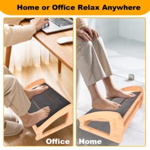 Bamboo Under Desk Footrest, Ergonomic Foot Rest with 4 Height Position Office Footrest, Improves Posture and Blood Circulation, Portable Step Stool for Home and Office (Standard)