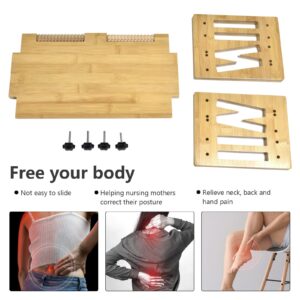 Foot Rest for Under Desk at Work, with 5 Adjustable Height Position Bamboo Foot Stool and Massage Roller & Non-Slip Bottom, Ergonomic Stool Relieves Swelling and Joint Inflammation at Home, Office