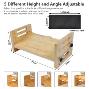 Foot Rest for Under Desk at Work, with 5 Adjustable Height Position Bamboo Foot Stool and Massage Roller & Non-Slip Bottom, Ergonomic Stool Relieves Swelling and Joint Inflammation at Home, Office