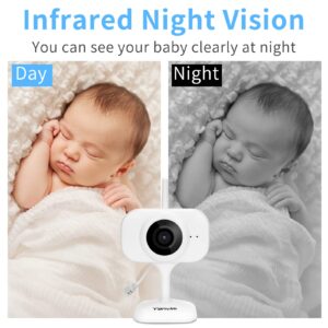 Yonvim Baby Monitor Camera, 4.3" Split Screen Video Baby Monitor with 2 Cameras and Audio, No WiFi, Night Vision, Two Way Talk, Long Range, Temperature Sense, 4X Zoom