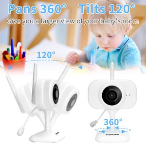 Yonvim Baby Monitor Camera, 4.3" Split Screen Video Baby Monitor with 2 Cameras and Audio, No WiFi, Night Vision, Two Way Talk, Long Range, Temperature Sense, 4X Zoom