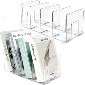 vowcarol book organizer clear file sorter, large slot acrylic desk organizer, desktop file folder holder organizer, office storage stand rack for book, envelopes, mail, document - 2 pack