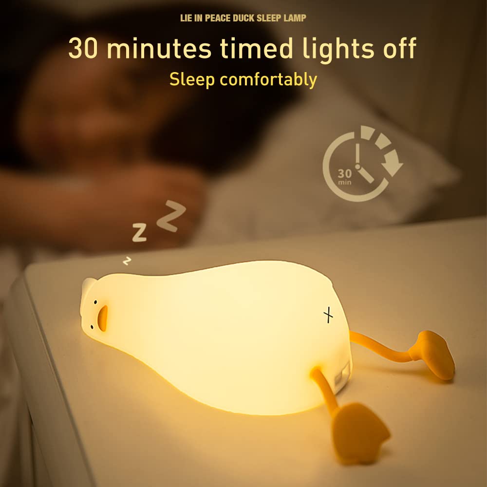 TOOGE LED Duck Night Light Cute Small Lamp Night Light for Kids 3 Levels Dimmable Nursery Nightlight with Timer Silicone Squishy Duck Portable Rechargeable Touch Bedside Lamp