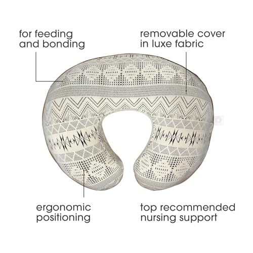 Boppy Nursing Pillow Luxe Original Support, Sand and Ash Boho, Ergonomic Nursing Essentials for Bottle and Breastfeeding, Firm Hypoallergenic Fiber Fill, with Textured Knit Nursing Pillow Cover