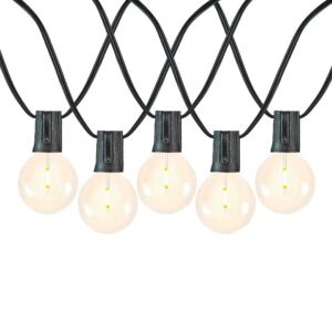 Novelty Lights 100 Feet G50 LED Hanging Patio Outdoor String Lights, Hanging Weatherproof Shatterproof Plastic Globe Bulbs, Warm White, Black Wire