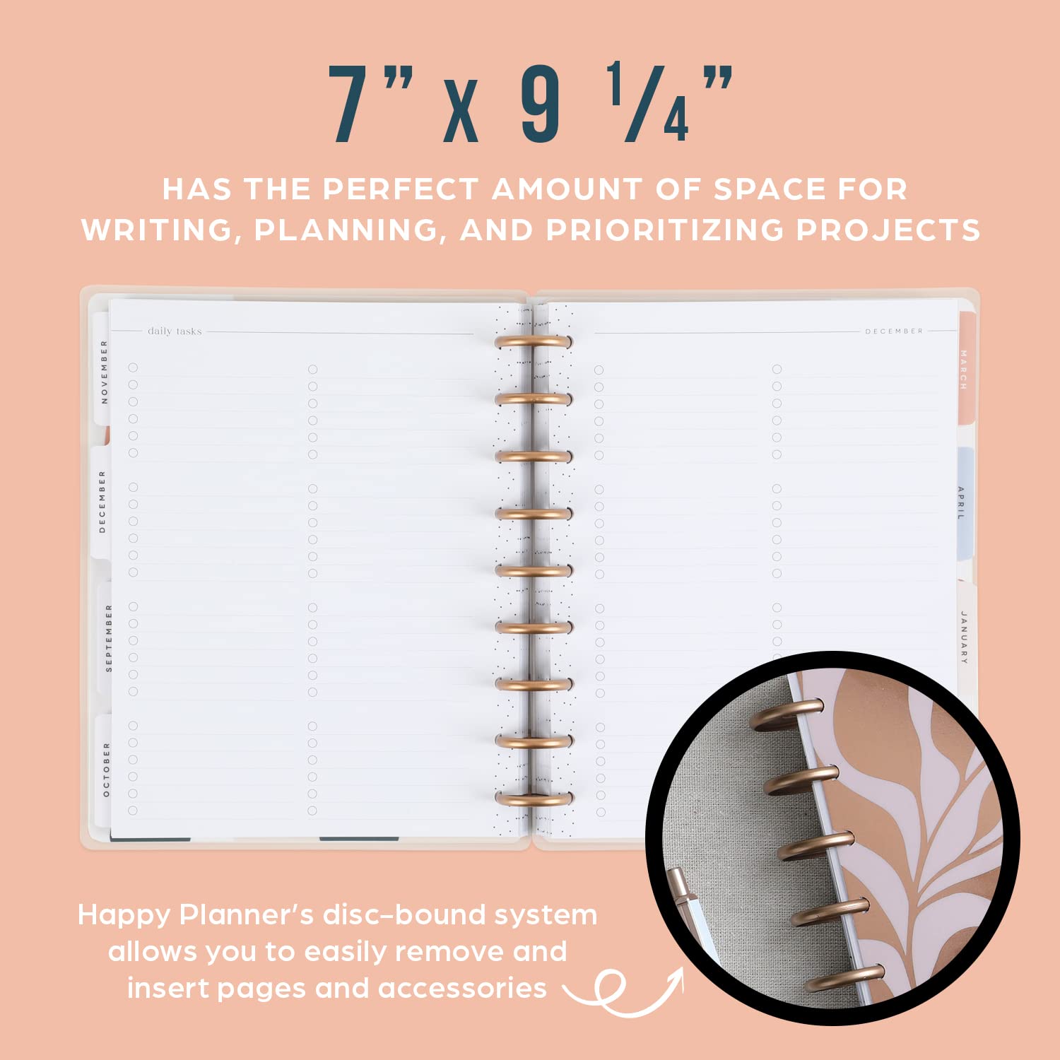 Happy Planner 2023 Daily Diary and Calendar, 18-Month Daily, Weekly, Monthly July 2023–Dec. 2024 Planner Diary, Monthly Layout, Playful Abstract Theme, Classic Size, 17.78 x 23.50 cm