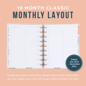 Happy Planner 2023 Daily Diary and Calendar, 18-Month Daily, Weekly, Monthly July 2023–Dec. 2024 Planner Diary, Monthly Layout, Playful Abstract Theme, Classic Size, 17.78 x 23.50 cm