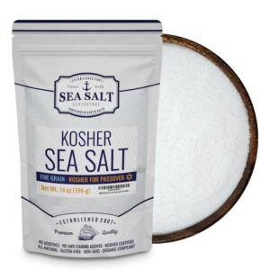 kosher sea salt, fine grain kosher salt, replacement for table salt, non-iodized, all-natural, no additives (14 oz bag) - sea salt superstore