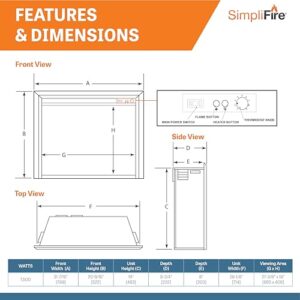 SimpliFire Electric Fireplace Insert, 32-Inch with Small Surround, Installs Into a Wood Fireplace Opening, Textured Logs, Remote Control, 1500W Heater