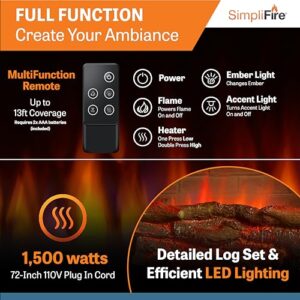 SimpliFire Electric Fireplace Insert, 32-Inch with Small Surround, Installs Into a Wood Fireplace Opening, Textured Logs, Remote Control, 1500W Heater