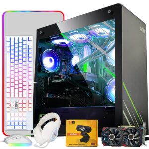 aurora max gaming tower pc- intel core i5 12th gen, rtx 2060s 8gb 256 bits, 32gb rgb ram, 1tb nvme, 4tb hdd, 4 in 1 gaming kit, webcam, liquid cooling win 11