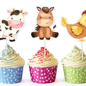 Farm Animals Cupcake Toppers - Set of 10 Adorable Farmyard Cake Decorations - Perfect for Kids' Parties and Farm-Themed Events