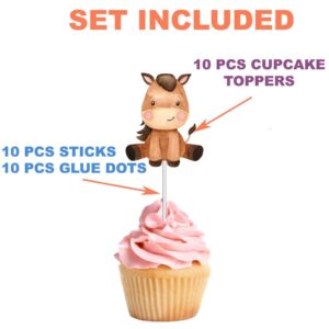 Farm Animals Cupcake Toppers - Set of 10 Adorable Farmyard Cake Decorations - Perfect for Kids' Parties and Farm-Themed Events