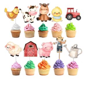 Farm Animals Cupcake Toppers - Set of 10 Adorable Farmyard Cake Decorations - Perfect for Kids' Parties and Farm-Themed Events