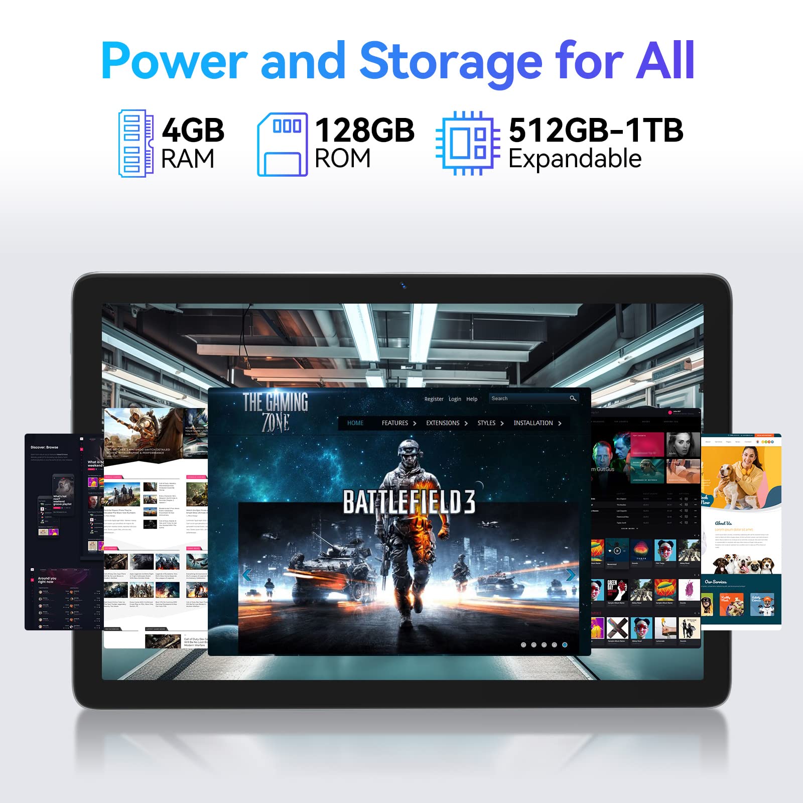 Tablet 2024 Newest Android 12, 2 in 1 Tablet with 128GB Large Storage, Tablet 10 Inch Big Screen with Octa-Core Processor, 5G WIFI Tablet with Keyboard, 13MP Rear Camera, 5.0 Bluetooth/GPS/Mouse/Case