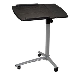 kcelarec mobile laptop desk mobile small standing desk pneumatic adjustable height, portable rolling desk laptop cart ergonomic mobile desk with lockable wheels (black)