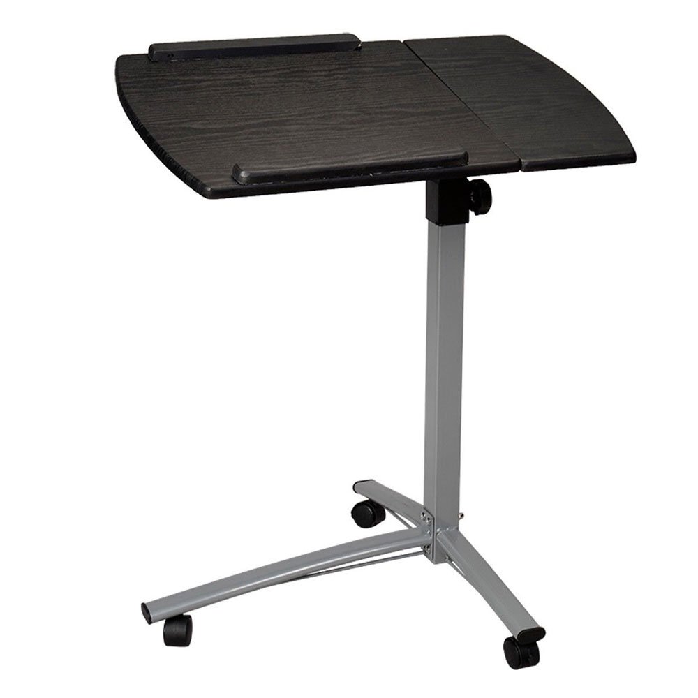 Kcelarec Mobile Laptop Desk Mobile Small Standing Desk Pneumatic Adjustable Height, Portable Rolling Desk Laptop Cart Ergonomic Mobile Desk with Lockable Wheels (Black)