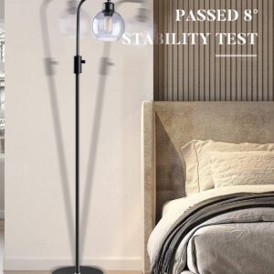 bulbeats 68IN Industrial Floor Lamp, Dimmable (Brightness Adjustable) Standing Tall Lamps for Living Room, Modern Floor Lamp with Grey Glass Shade, Bulb Included, Farmhouse Mid Century Decor