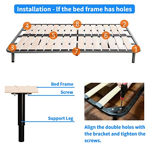 lukar 2Pcs Adjustable Bed Frame Support Legs, 7.1-13 Inch Metal Support Leg for Bed Frame Center Slat, Heavy Duty Furniture Leg for Bed Sofa Cabinet