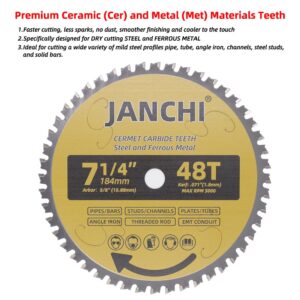 7-1/4 Inch 48T Cermet Carbide Circular Saw Blade for Dry Cuts Variety of Mild Steel Profiles Pipe,Steel Studs,Channel,Angle Iron,Plates,Bars,Tubes,EMT Conduit,Thread Rod with 5/8" Arbor