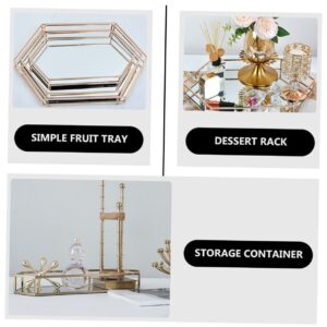 Parliky Display Practical Home Skincare Gold L Vanity Tray Style Containers Storage Holder Bathroom Platter Creatively Makeup Trinket Organiser Ring Bedroom Shaped Glass Snack Organizer